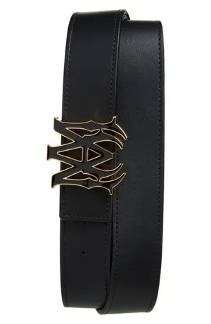Amiri Ma Logo Buckle Reversible Leather Belt - Black Brown